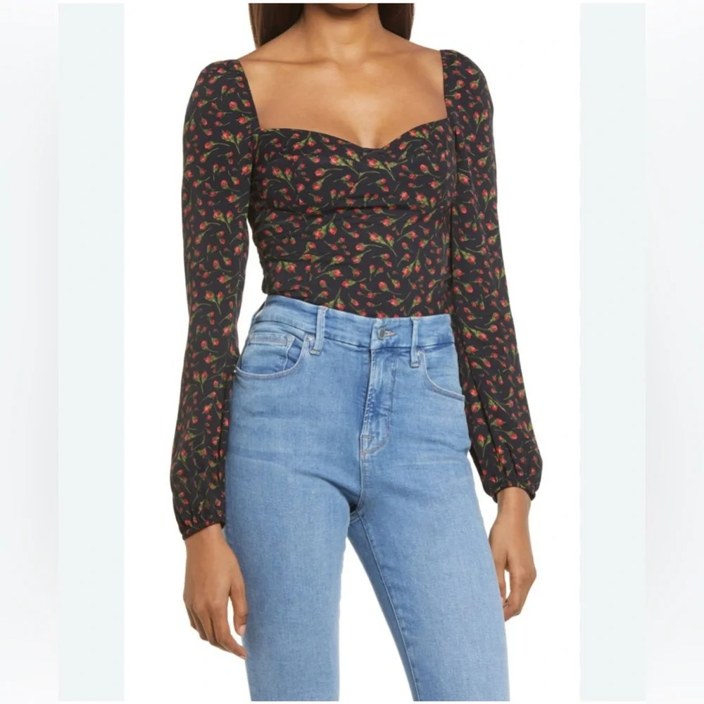 Reformation | Tops | Reformation Reign Top Black Red Sweetheart ...
